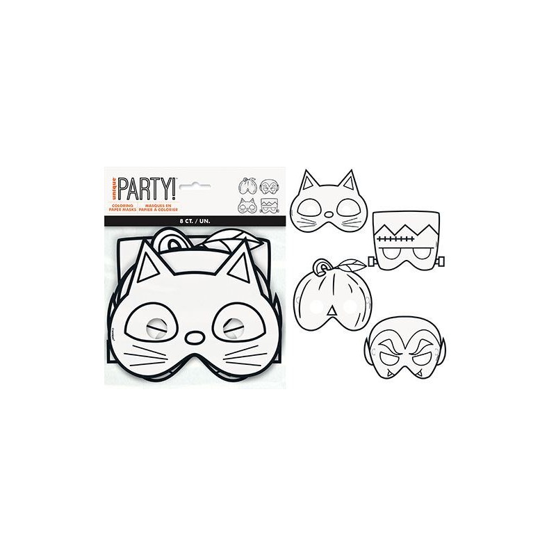 Buy HALLOWEEN CRAFT COLOUR-IN PAPER MASKS 8PK Online | Australia | MFD Food